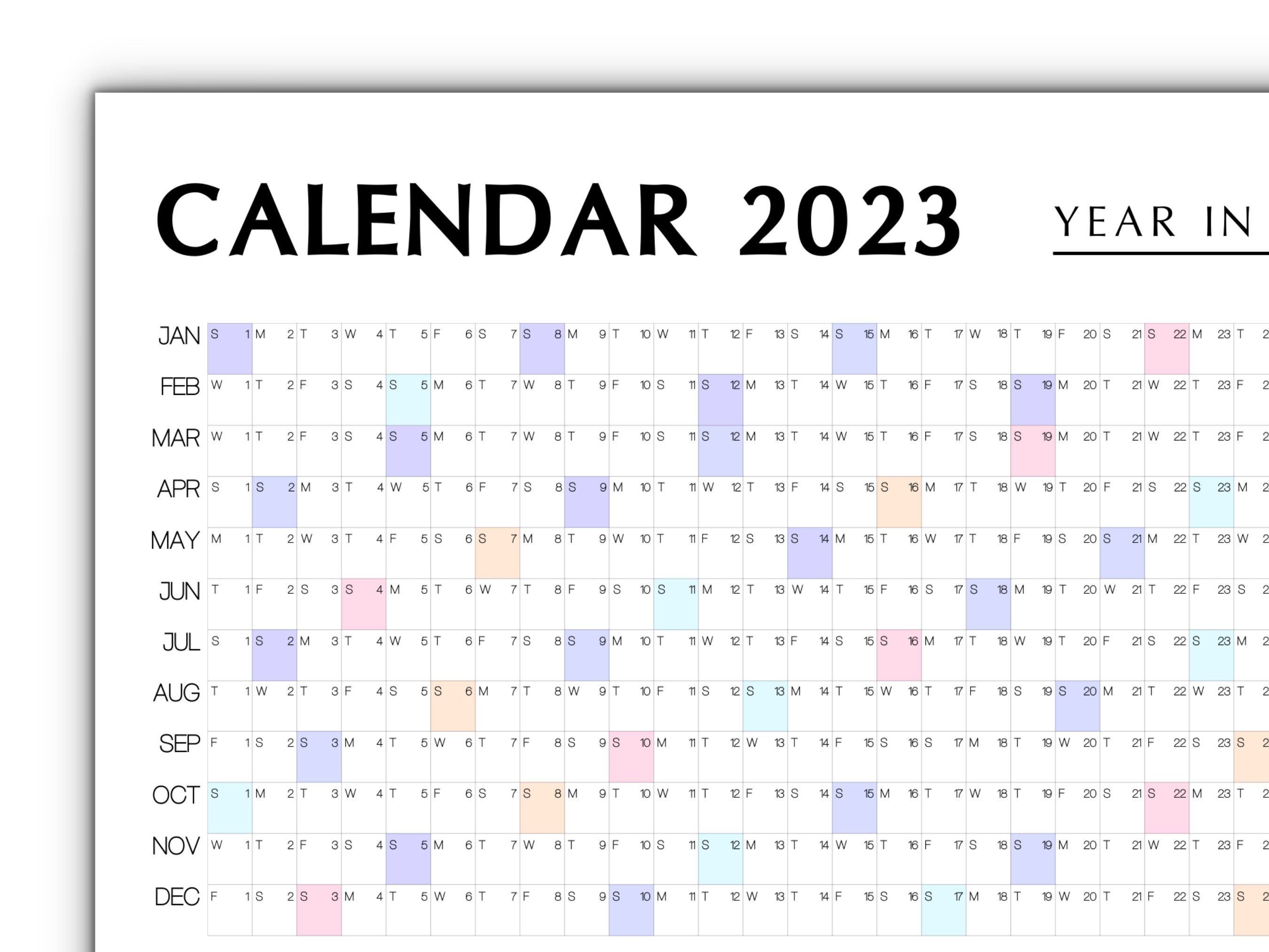 Rainbow Large 2023 Wall Calendar | Annual Planner | Yearly Planner ...