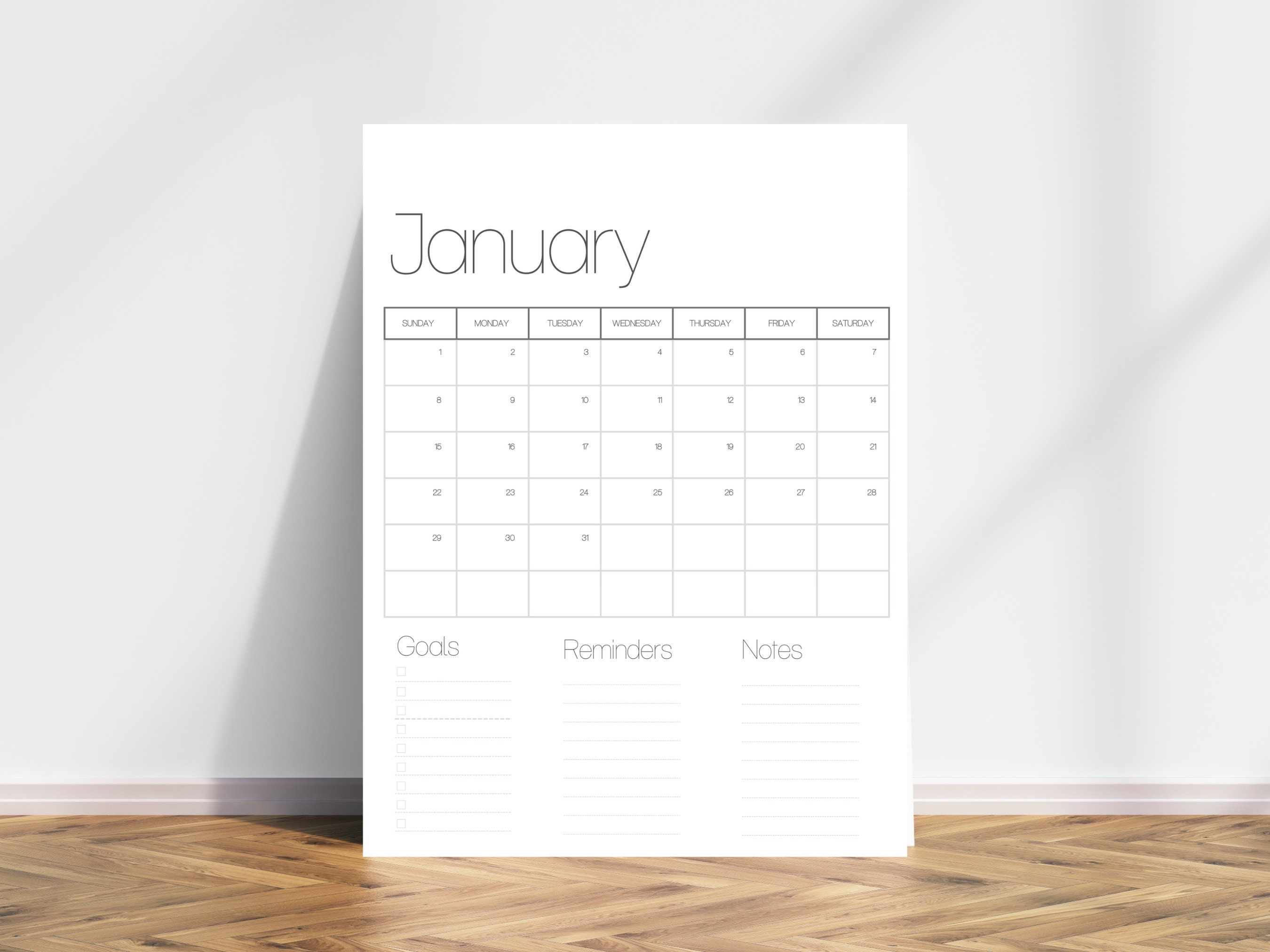 2023 Wall Calendar Printable | Year at A Glance Calendar | Monthly ...