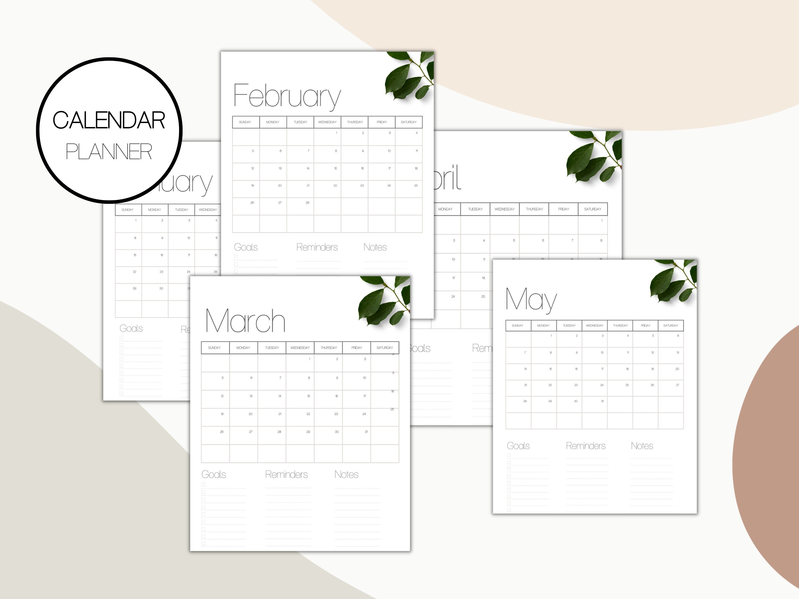 2023 Printable, Canva Customizable, Minimalist, Calendar Bundle; 8.5 ...
