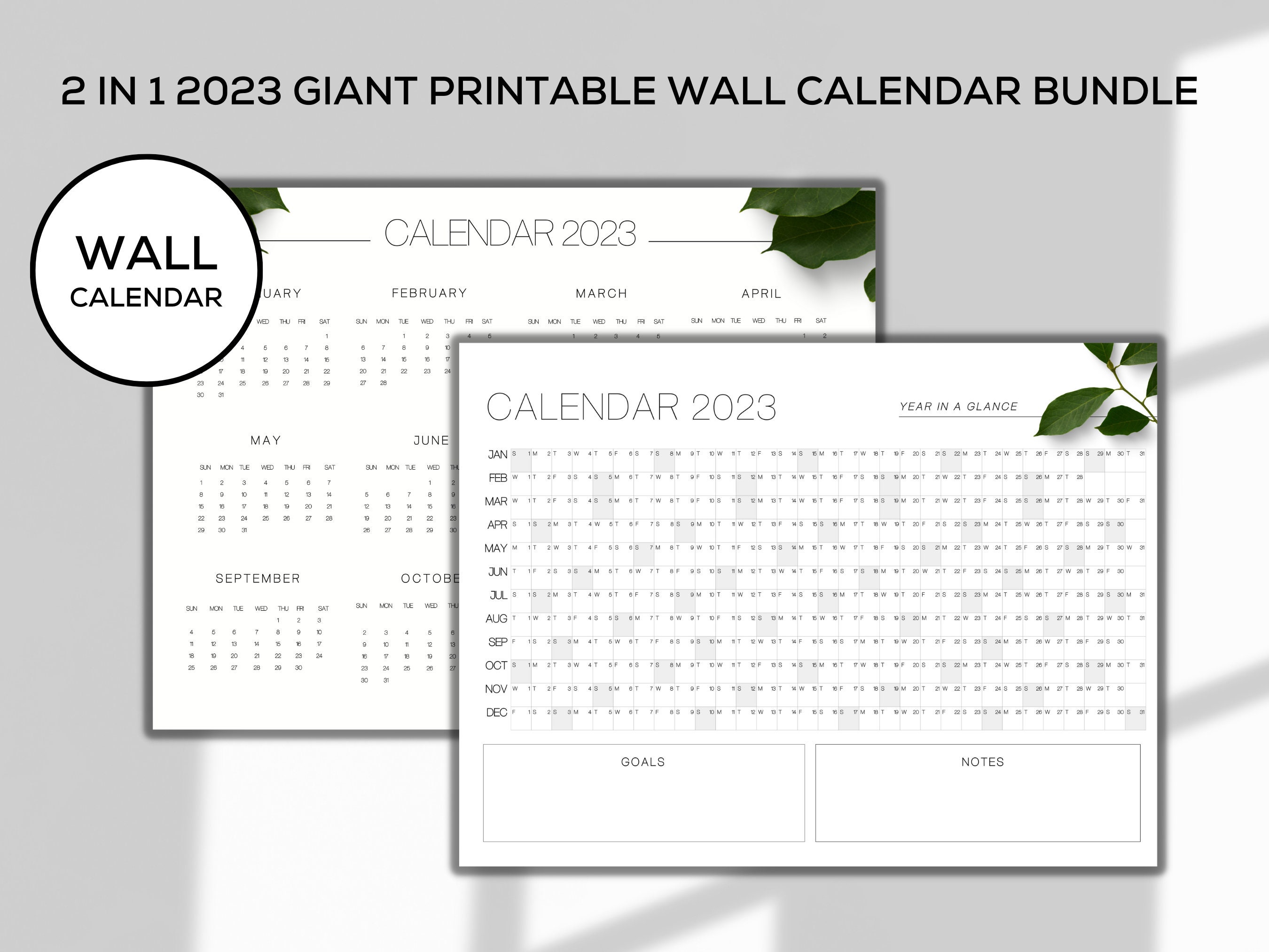 2023 Printable Yearly Wall Calendar | Canva Customizable | Monthly Wall ...