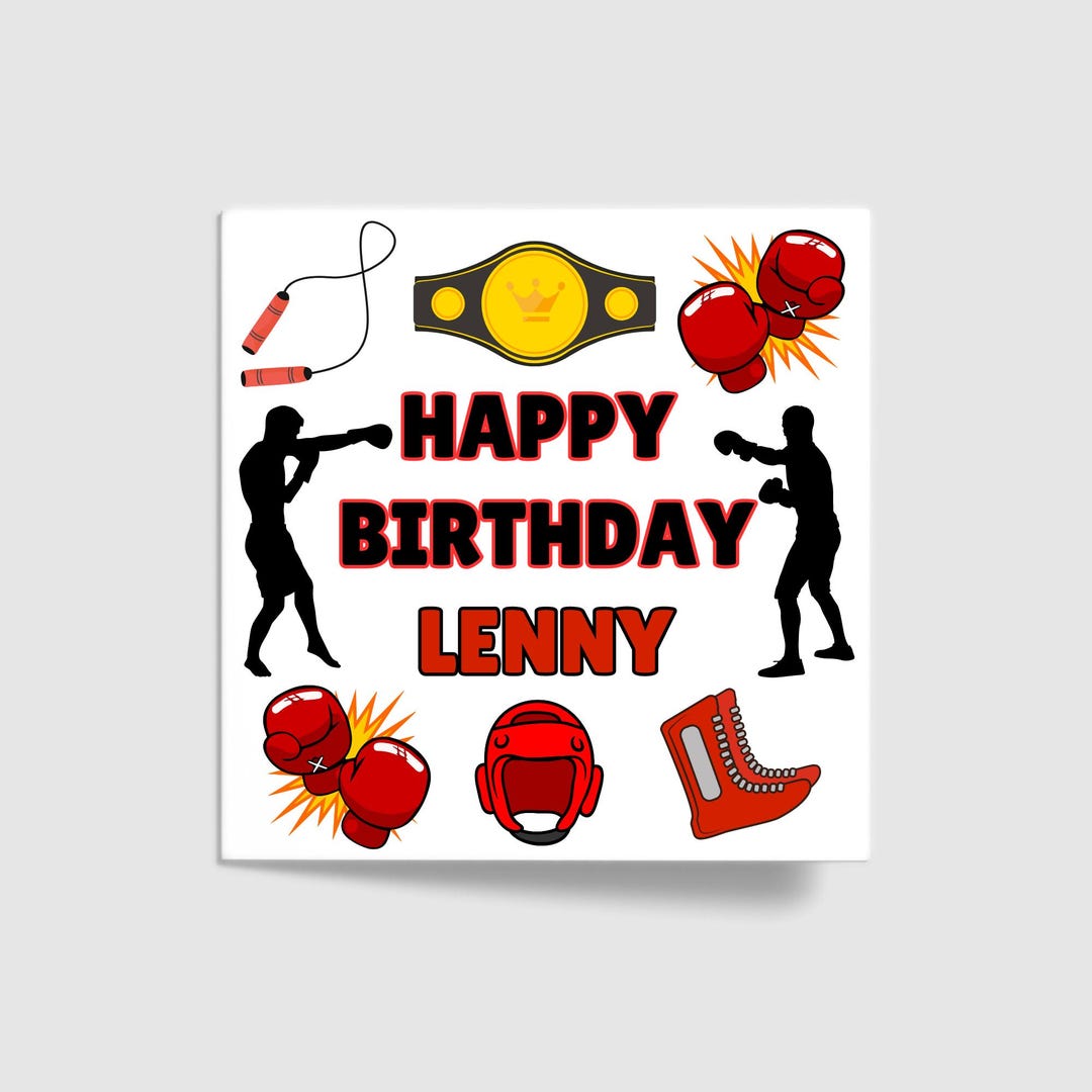 Personalised Boxing Birthday Card, Boxing Birthday Card, Boxer Card ...