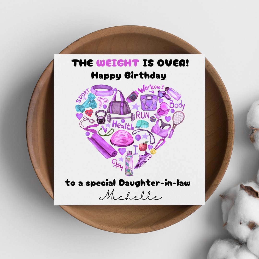 Personalised Gym Birthday Card, Female Gym Birthday Card, Female Weight ...