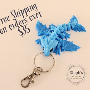 Flexible Dragon 3D Print Tiny Crystal Dragon Keychain Cinderwing3d ...