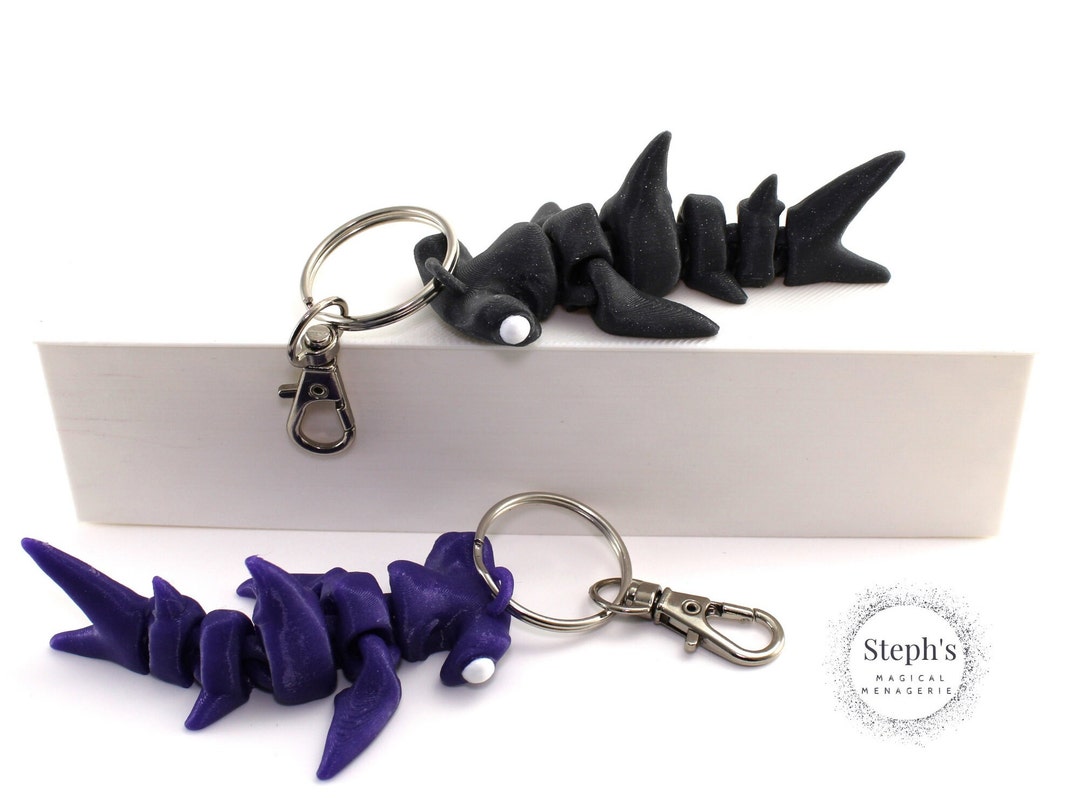 Flexible Shark 3D Print Hammerhead Keychain Cinderwing3d Articulated ...