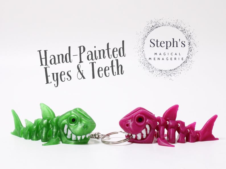 Shark Fossil Keychain | Skeleton Shark Pocket Buddy | Hand-painted ...