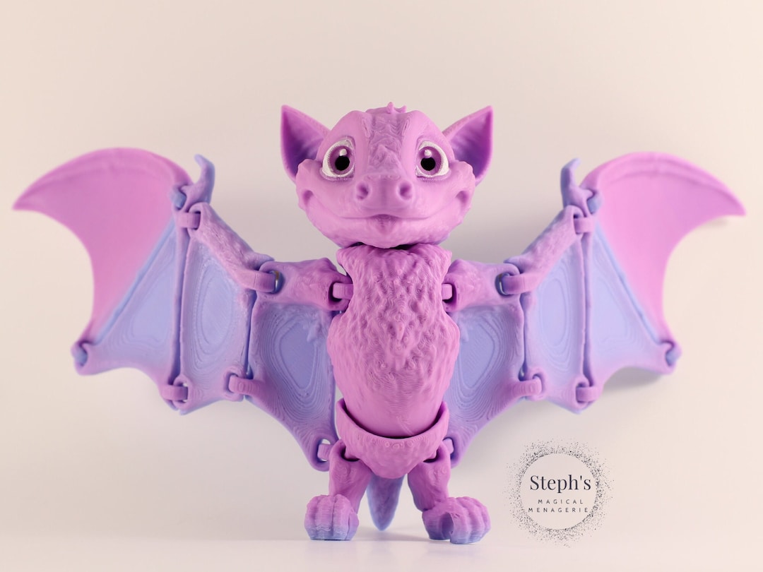 3D Printed Bat Toy | Fruit Bat With Flexible Wings | Hand-painted ...