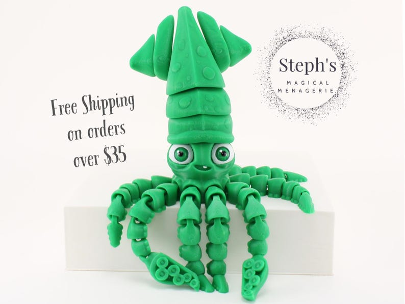 Squid | Smiling Cephalopod Figurine | Hand-painted | Made-to-order ...