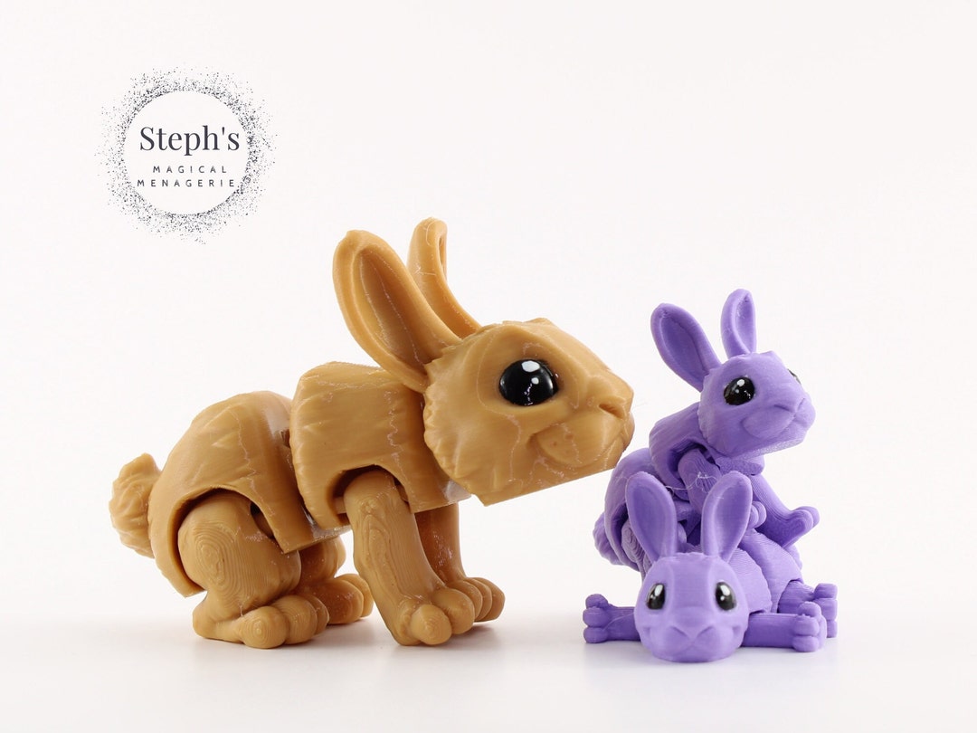 Flexible Bunny 3D Print Small Bunny Made-to-order Matmiremakes Articulated Fidget Toy Woodland ...