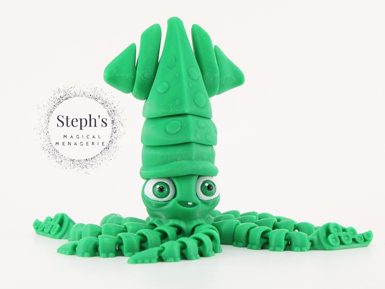 3D Printed Squid | Smiling Squid | Cute Cephalopod | Hand-painted ...