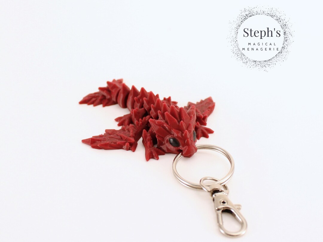 Flexible Dragon 3D Print | Tiny Crystal Dragon Keychain | Hand-painted ...