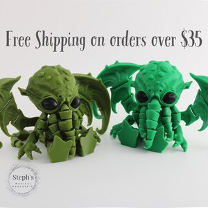 3D Printed Articulated Cryptid Cthulhu Twisty Prints Articulated Fidget ...