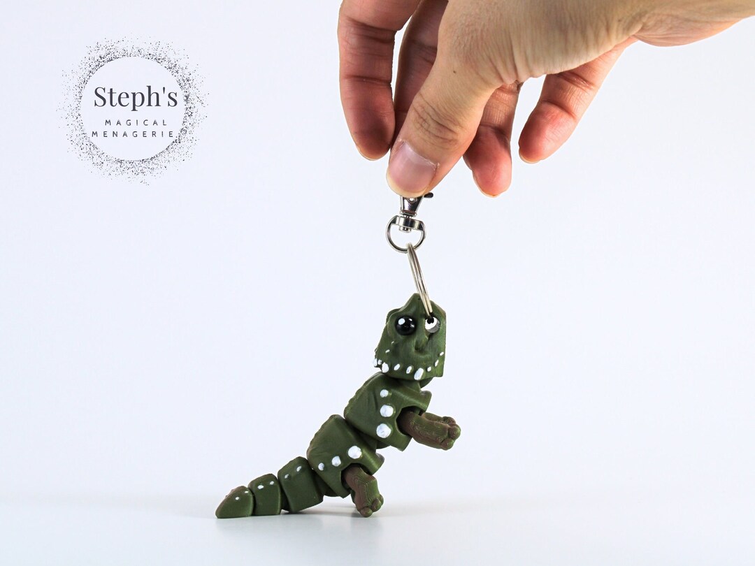 3D Printed Articulated Dragon Toy Mini Bearded Dragon Keychain Mini ...