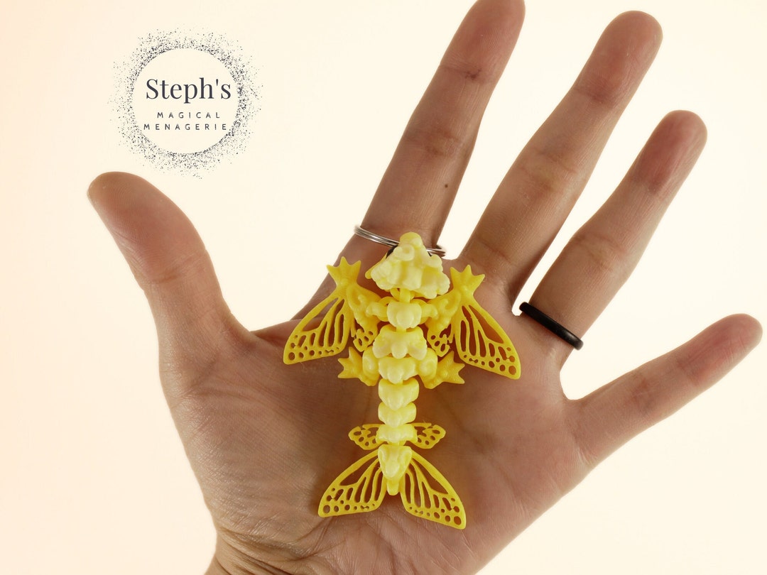 3D Printed Dragon Keychain | Butterfly Wyvern Keychain (stencil-styled ...