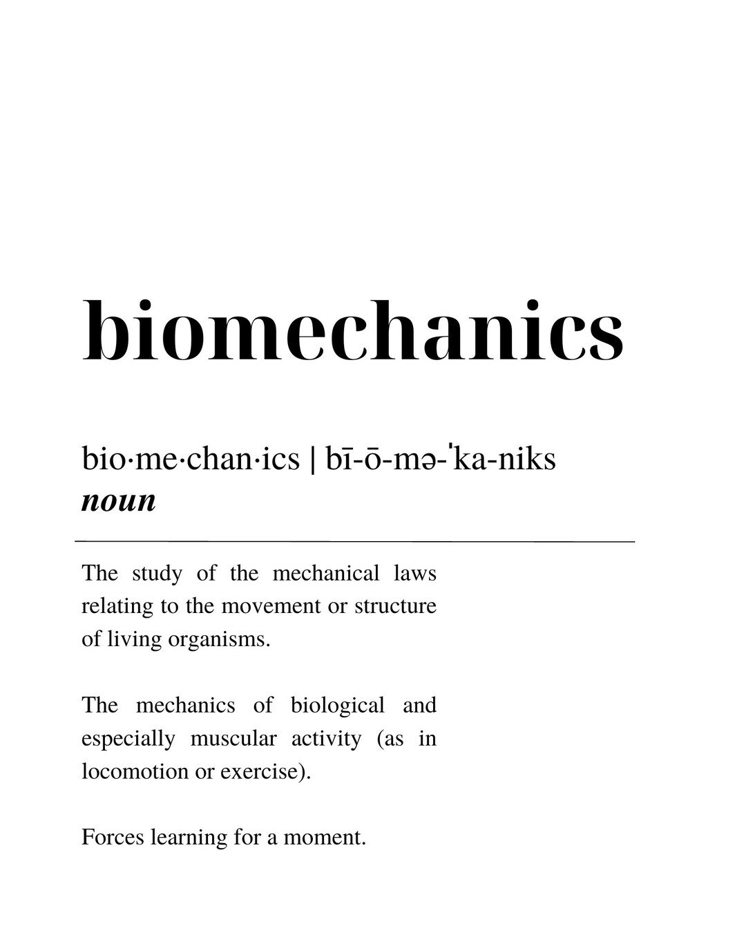 Biomechanics Definition Digital Print Science Gift Student - Etsy