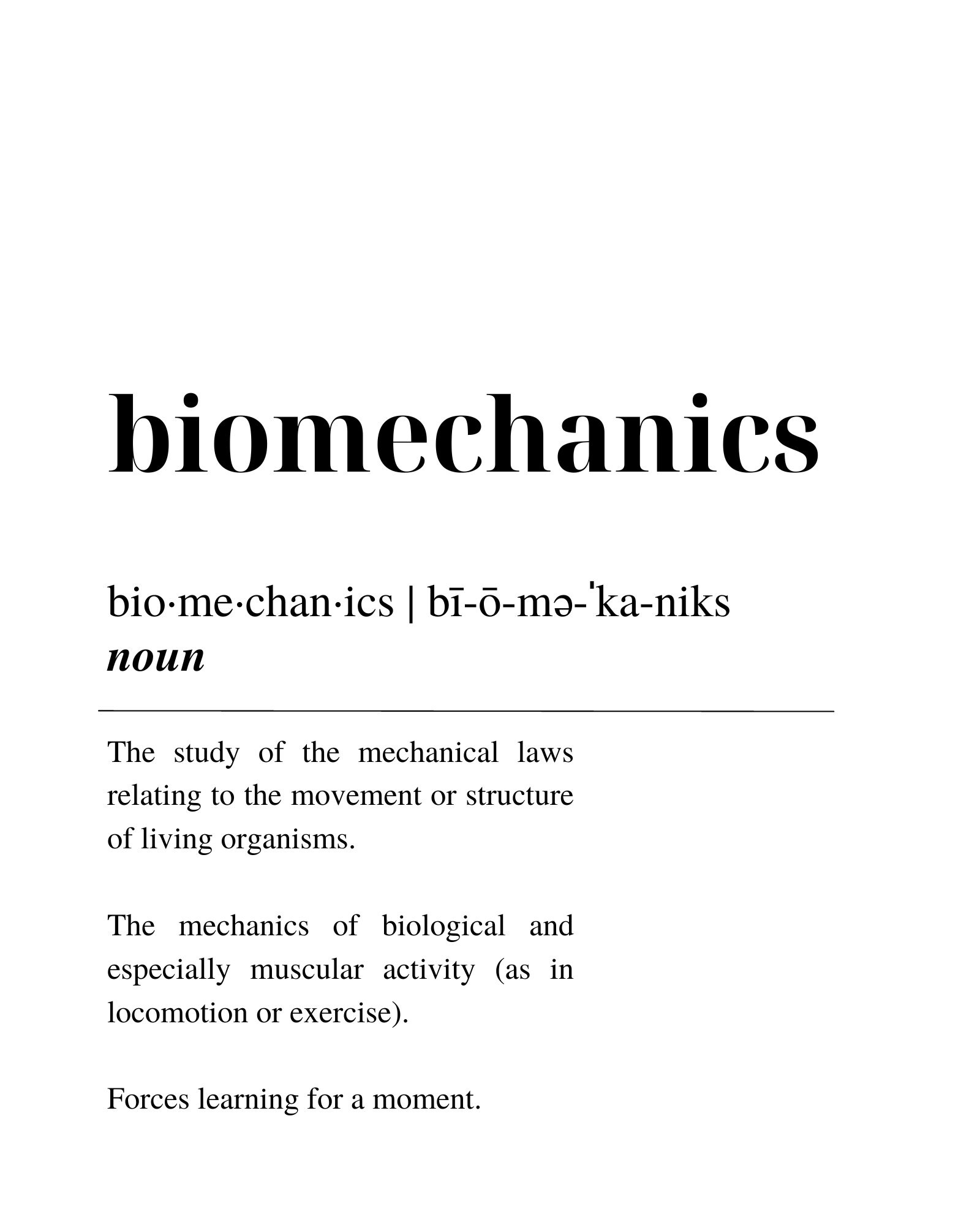 Biomechanics Definition Digital Print | Science Gift Student Graduation ...