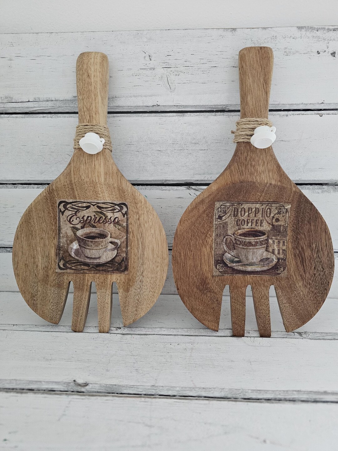 Kitchen/dining Wall Decor - Wooden Forks, Coffee-themed, Coffee Lovers ...