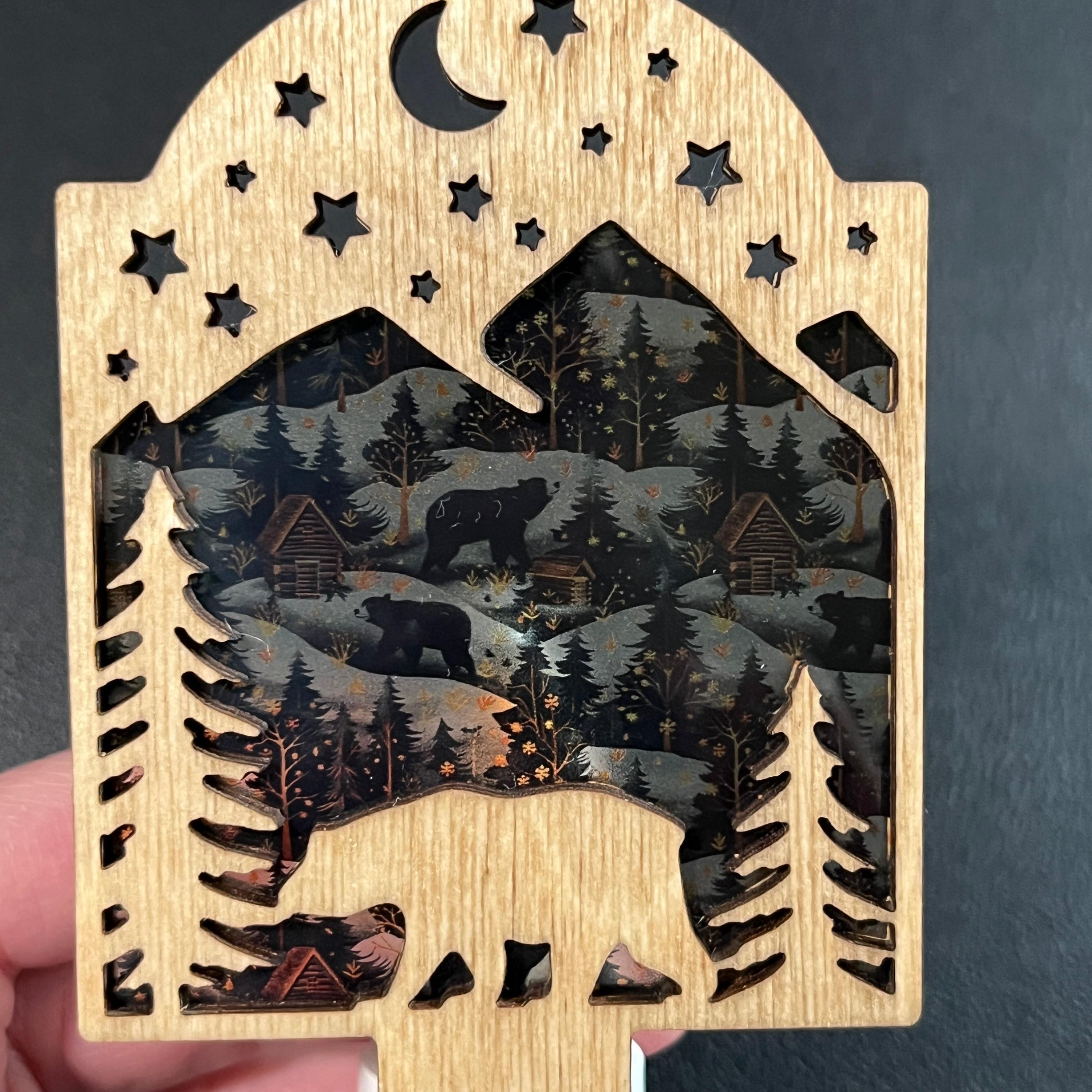 Birch Wood Wildlife LED Night Light: Rustic Plug-in Decor - Etsy