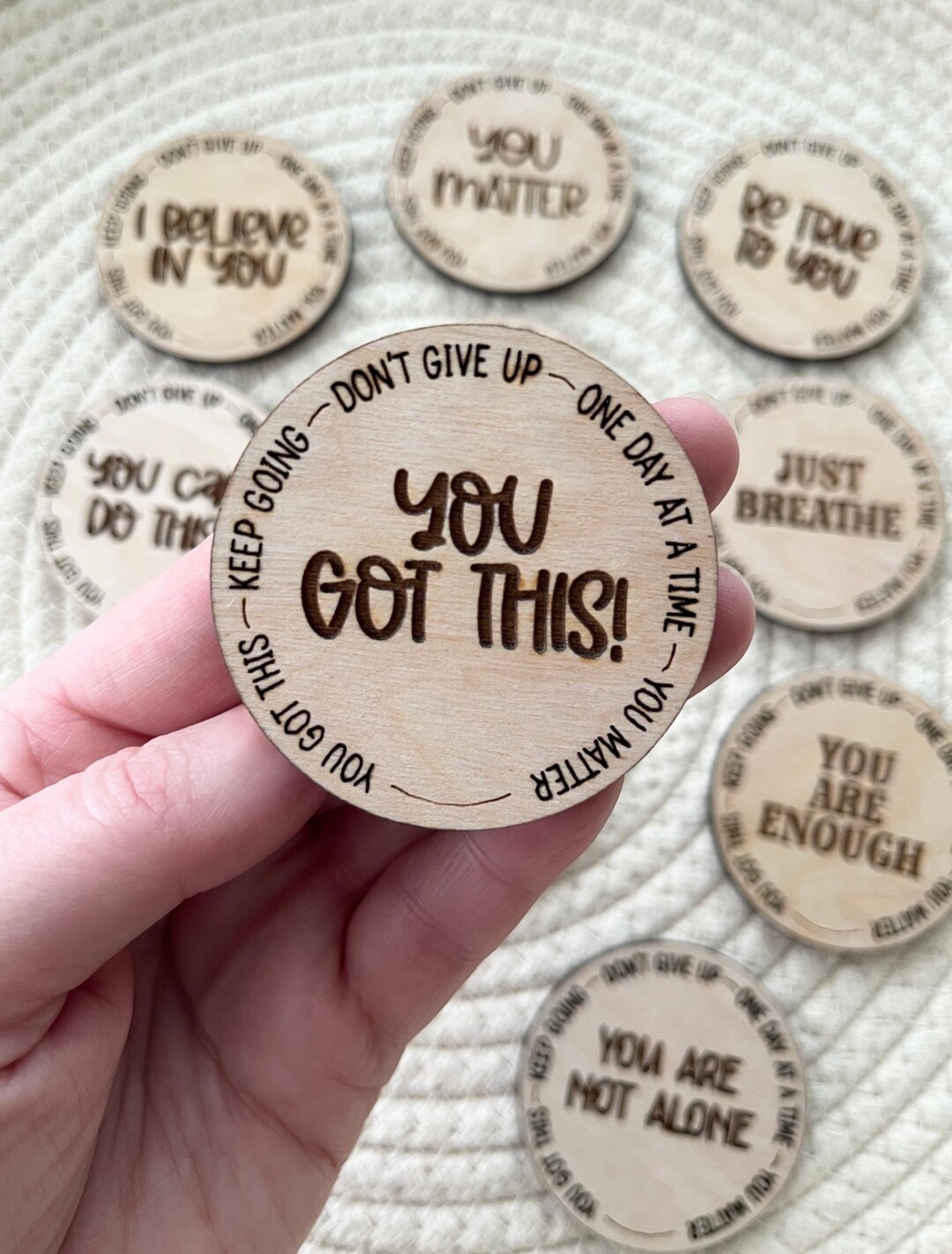 Affirmation Tokens With Perimeter Engraving Set 1 - Etsy