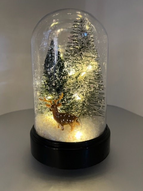 Acrylic Snow Dome With Battery Operated Lights. Snow, Trees, Snowmen ...