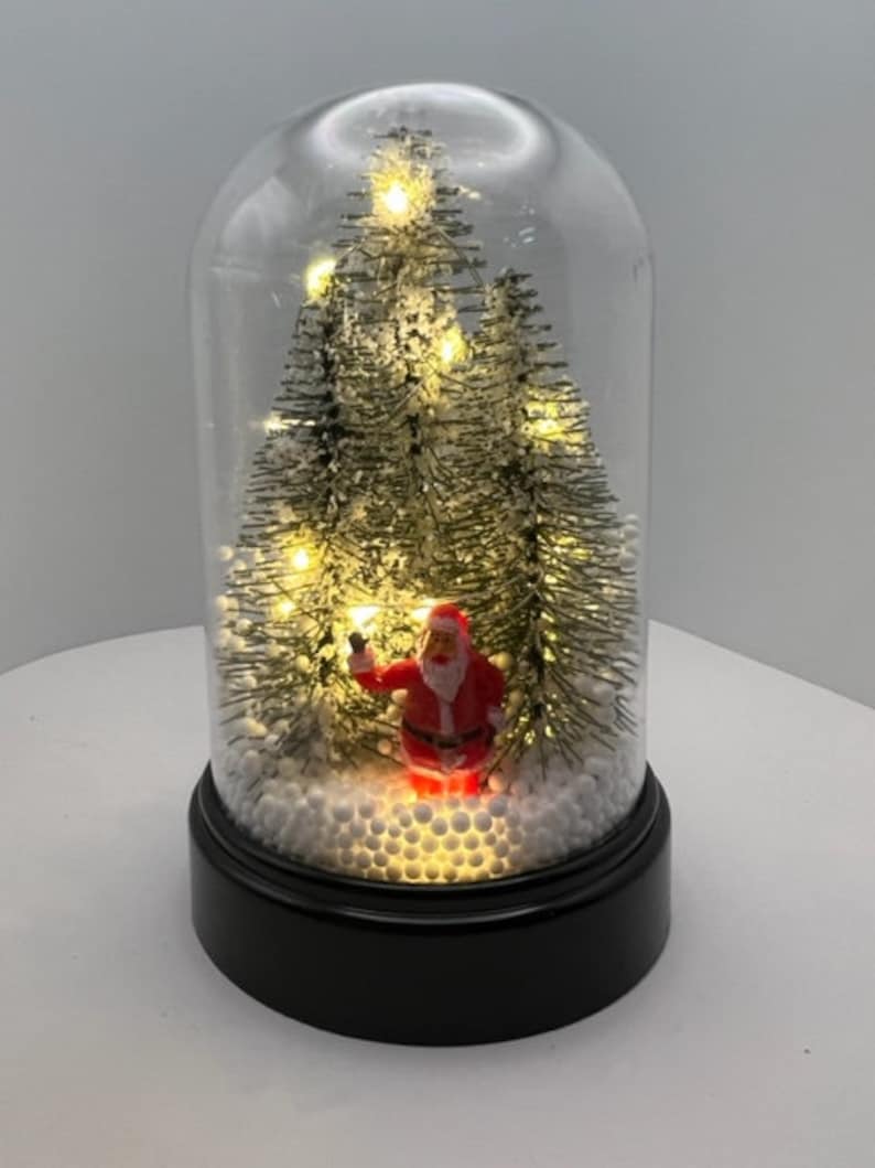 Acrylic Snow Dome With Battery Operated Lights. Snow, Trees, Snowmen ...