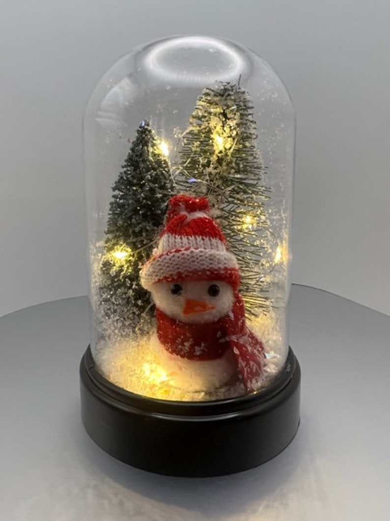 Acrylic Snow Dome With Battery Operated Lights. Snow, Trees, Snowmen ...