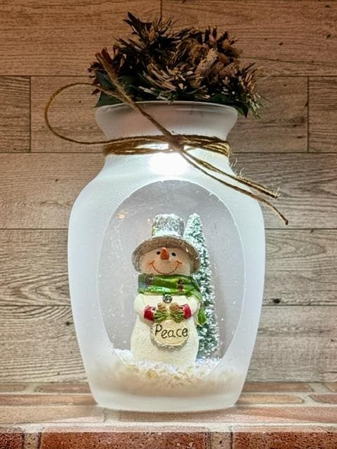 Beautiful Winter Vase With LED Light, Snowman, Christmas, Holiday Decor ...