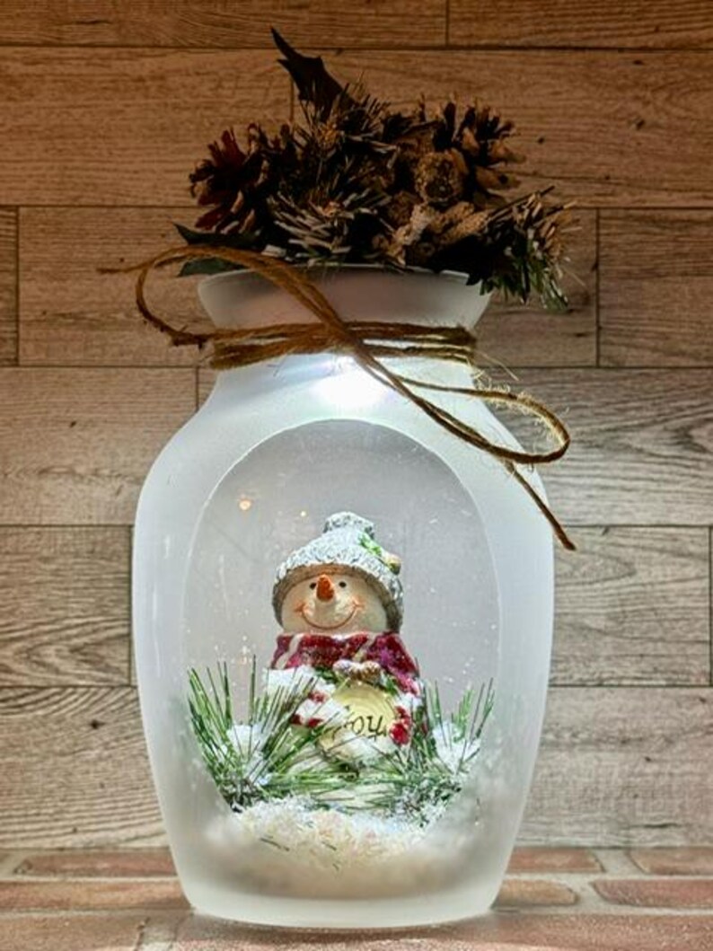 Beautiful Winter Vase With LED Light, Snowman, Christmas, Holiday Decor ...