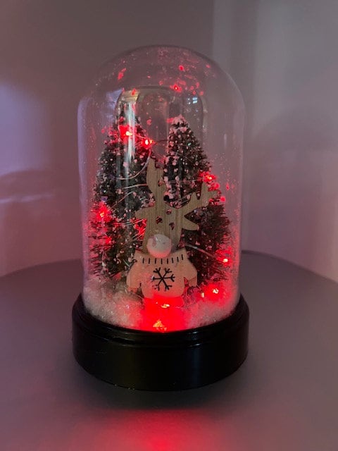 Acrylic Snow Dome With Battery Operated Lights. Snow, Trees, Snowmen ...