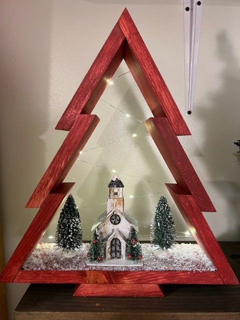 Wooden Christmas Tree Solid Pine Handcrafted Christmas Decor ...