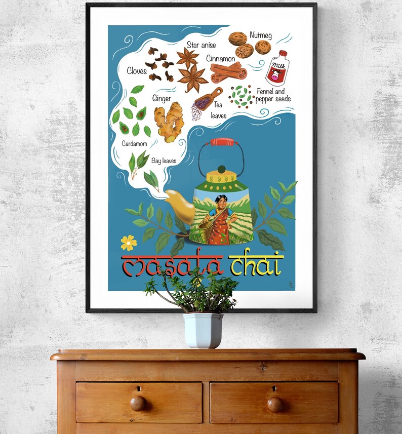 Masala Chai Art Digital Art A4 Sized Art Instant Download Wall Decor ...