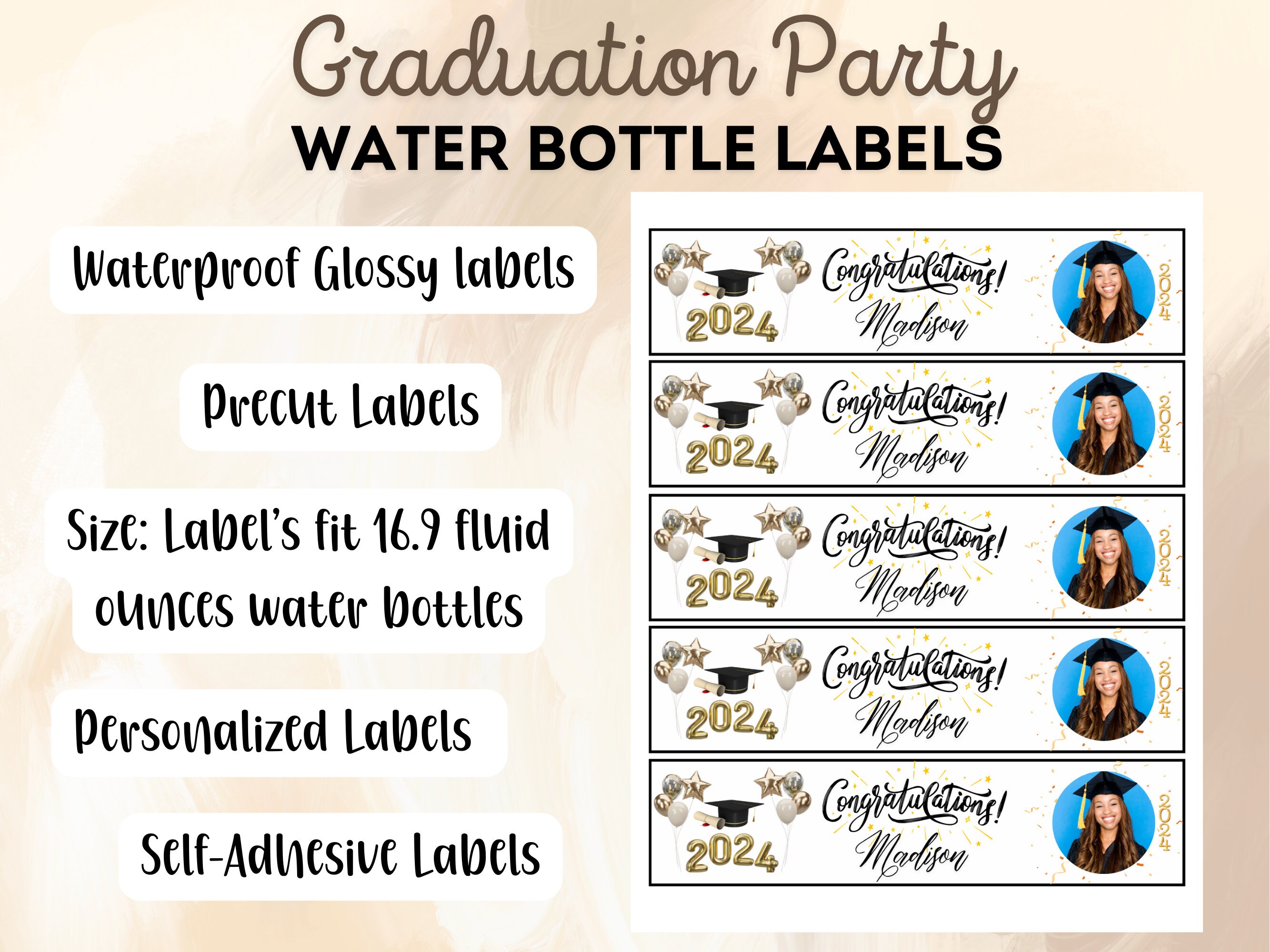 Graduation Water Bottle Label Graduation Party Water Bottle Label ...