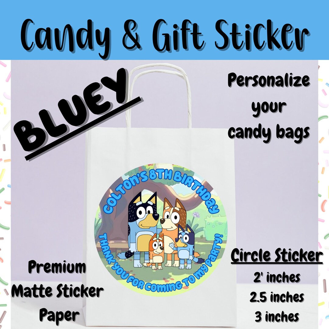 Bluey Decorations / Bluey Party Decor/gift Circle Sticker/ Gift Favors ...