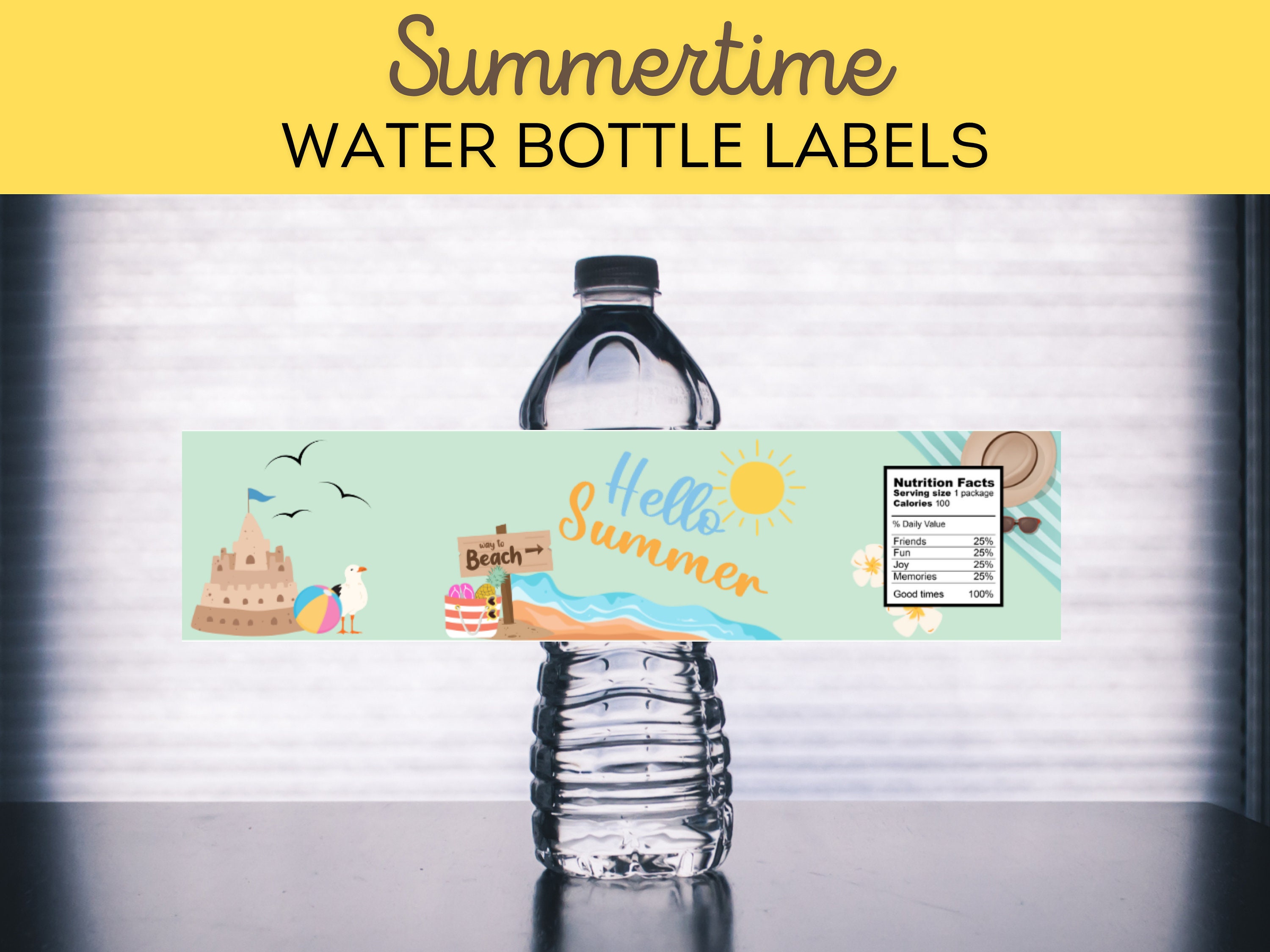Summer Celebration/summertime Glossy Labels/ Water Bottle Labels/summer ...