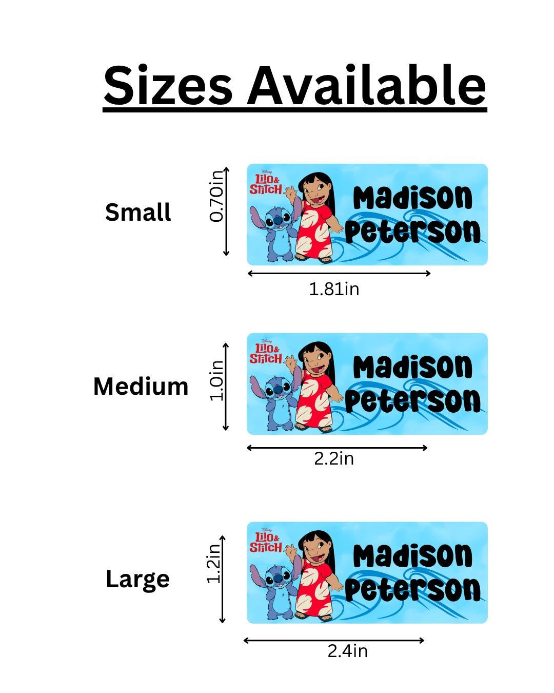 Lilo and Stitch, Waterproof, Name Label School, Daycare Stickers, Kids ...