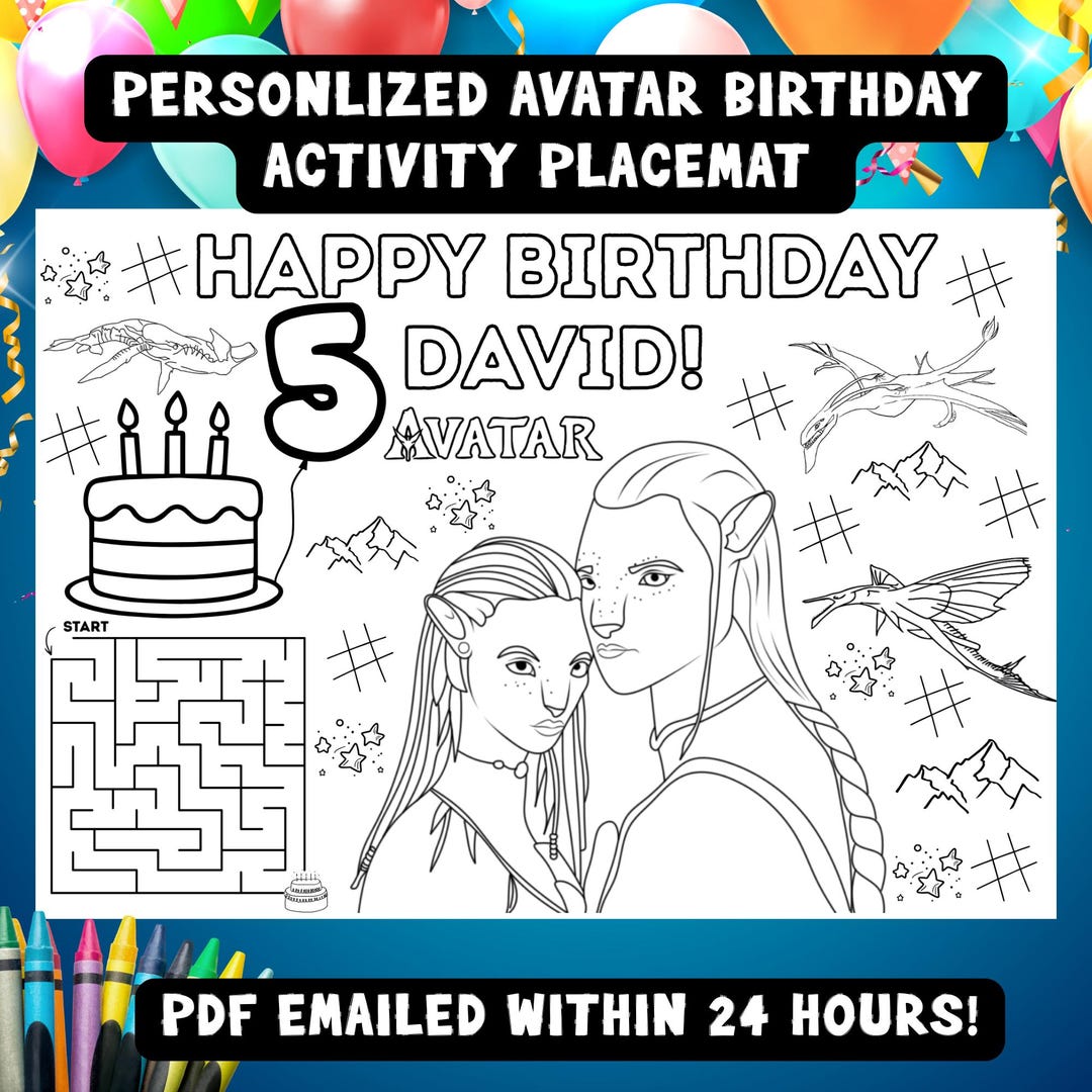 Personalized Avatar/ Birthday Activity Sheet/ Printable Party Favor/pdf ...