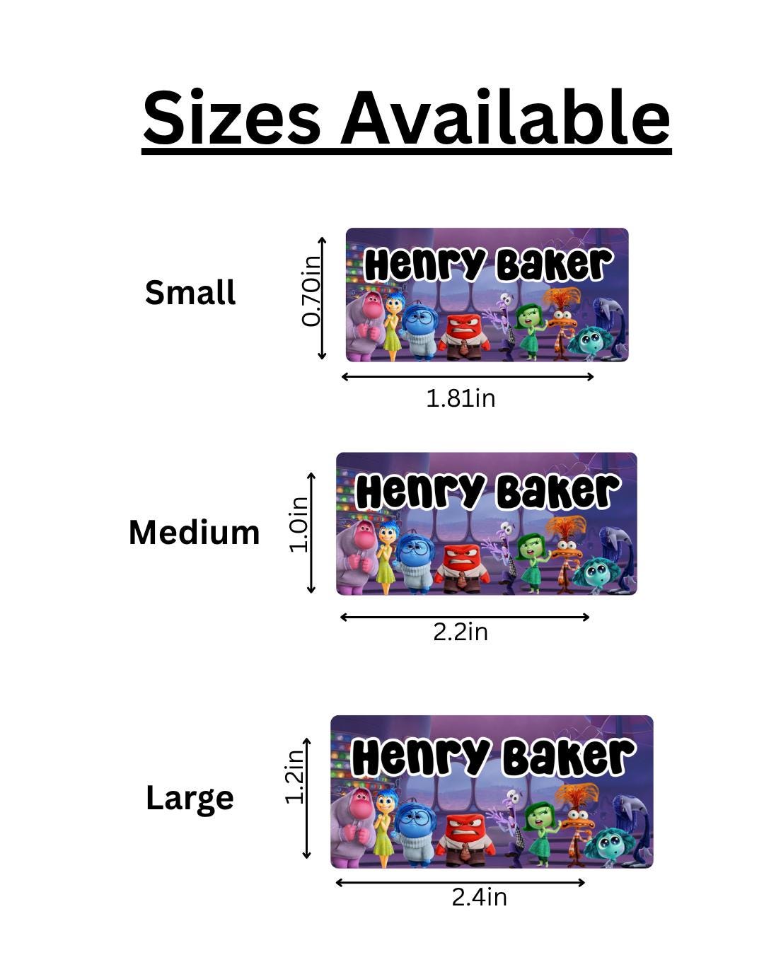 Inside Out, Name Label, School Label, Daycare Stickers, Kids Sticker ...