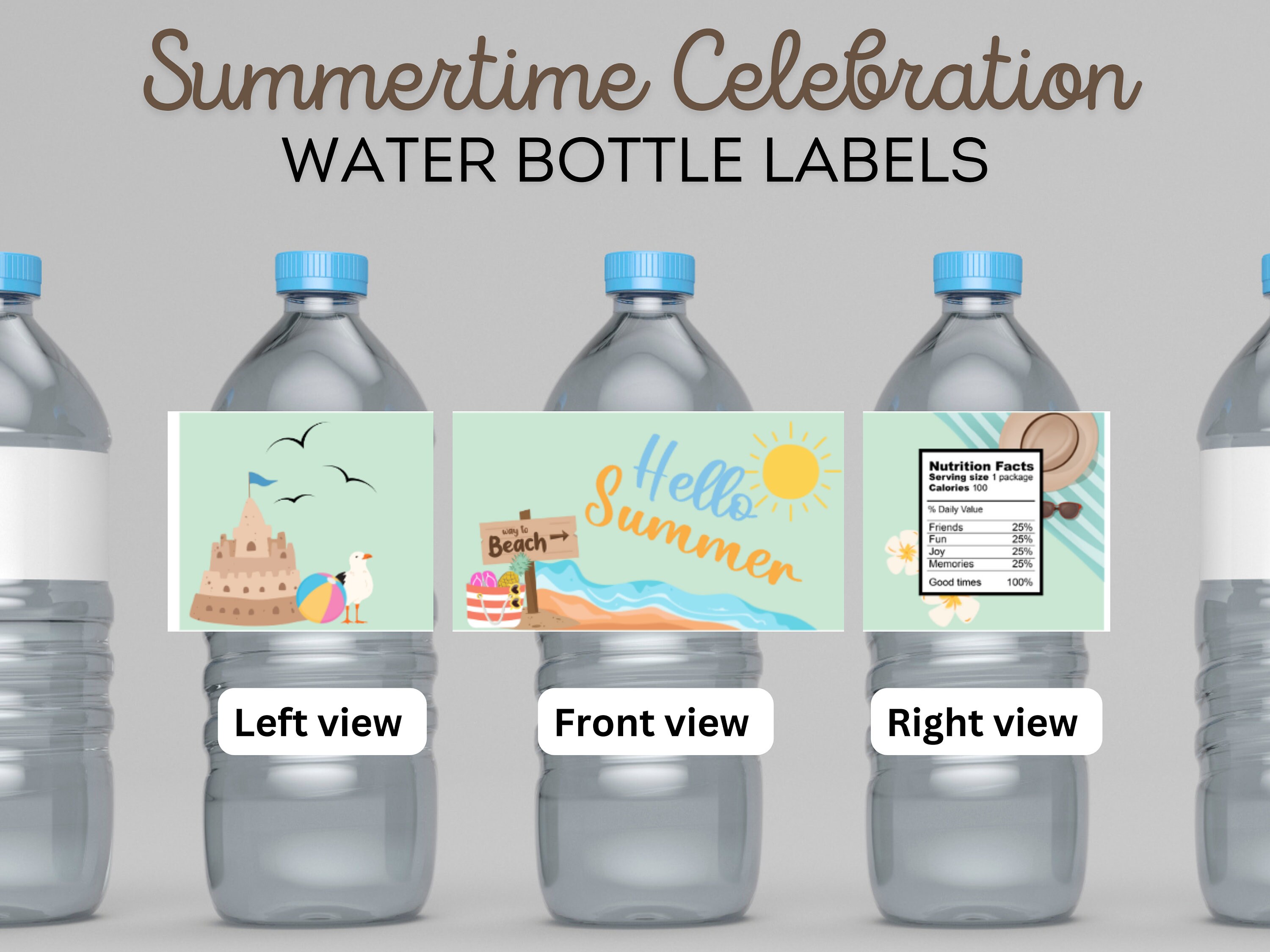 Summer Celebration/summertime Glossy Labels/ Water Bottle Labels/summer ...