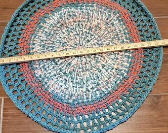 Hand Crocheted Shabby Chic Rag Rug - Etsy