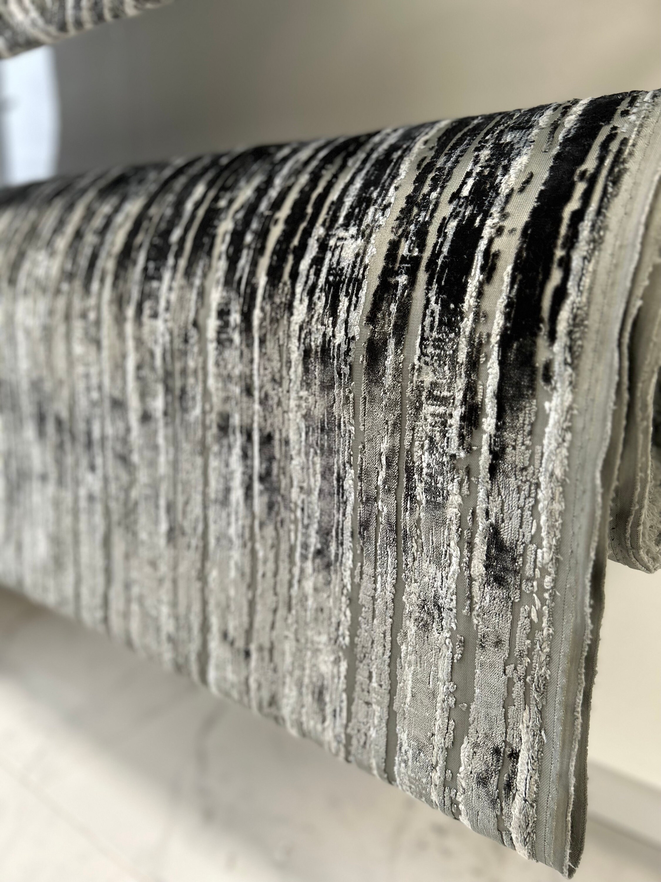 Light Dark Grey Velvet Luxurious, Tone on Tone Grey Velvet Upholstery ...