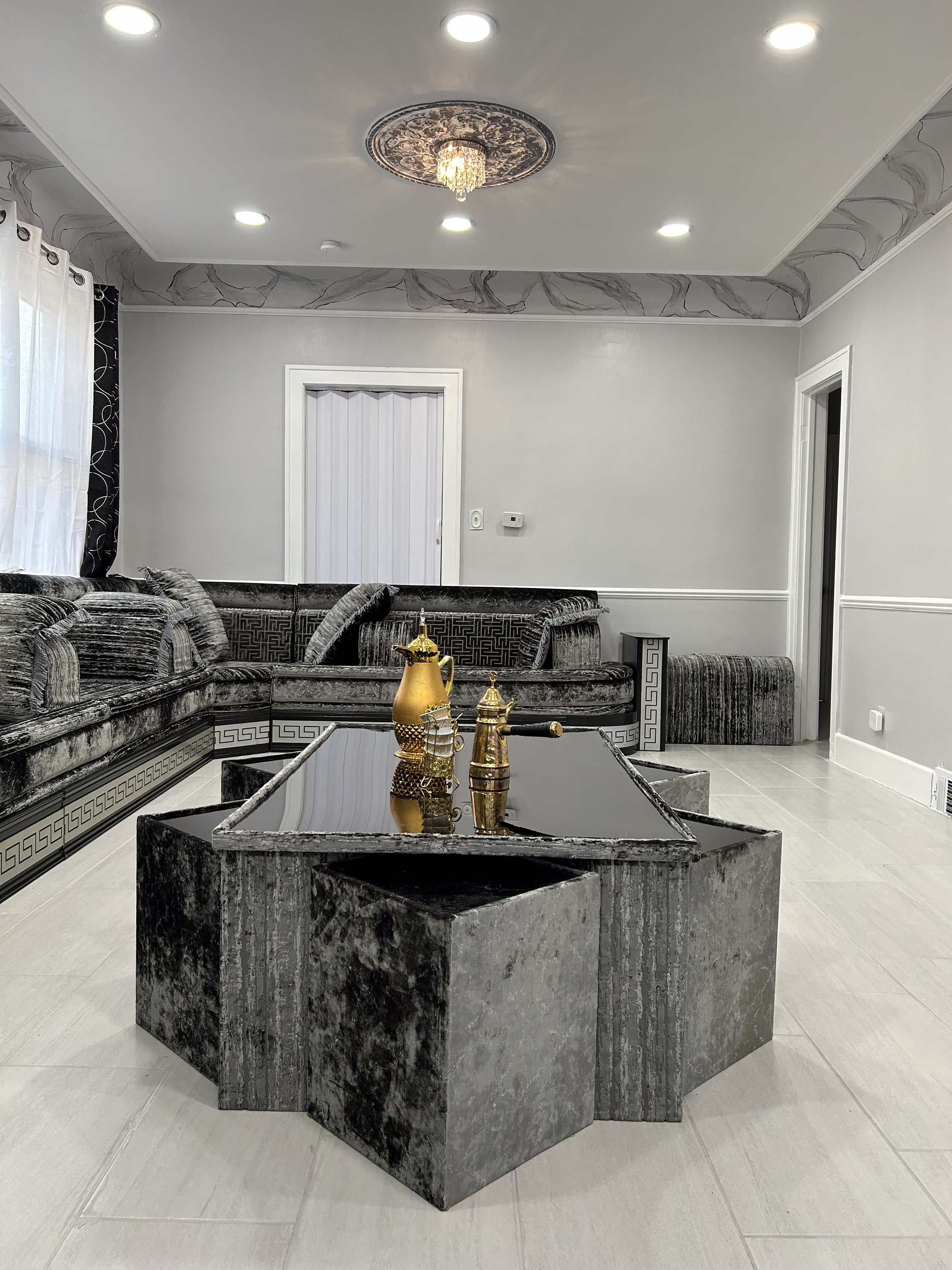 Light Dark Grey Velvet Luxurious, Tone on Tone Grey Velvet Upholstery ...