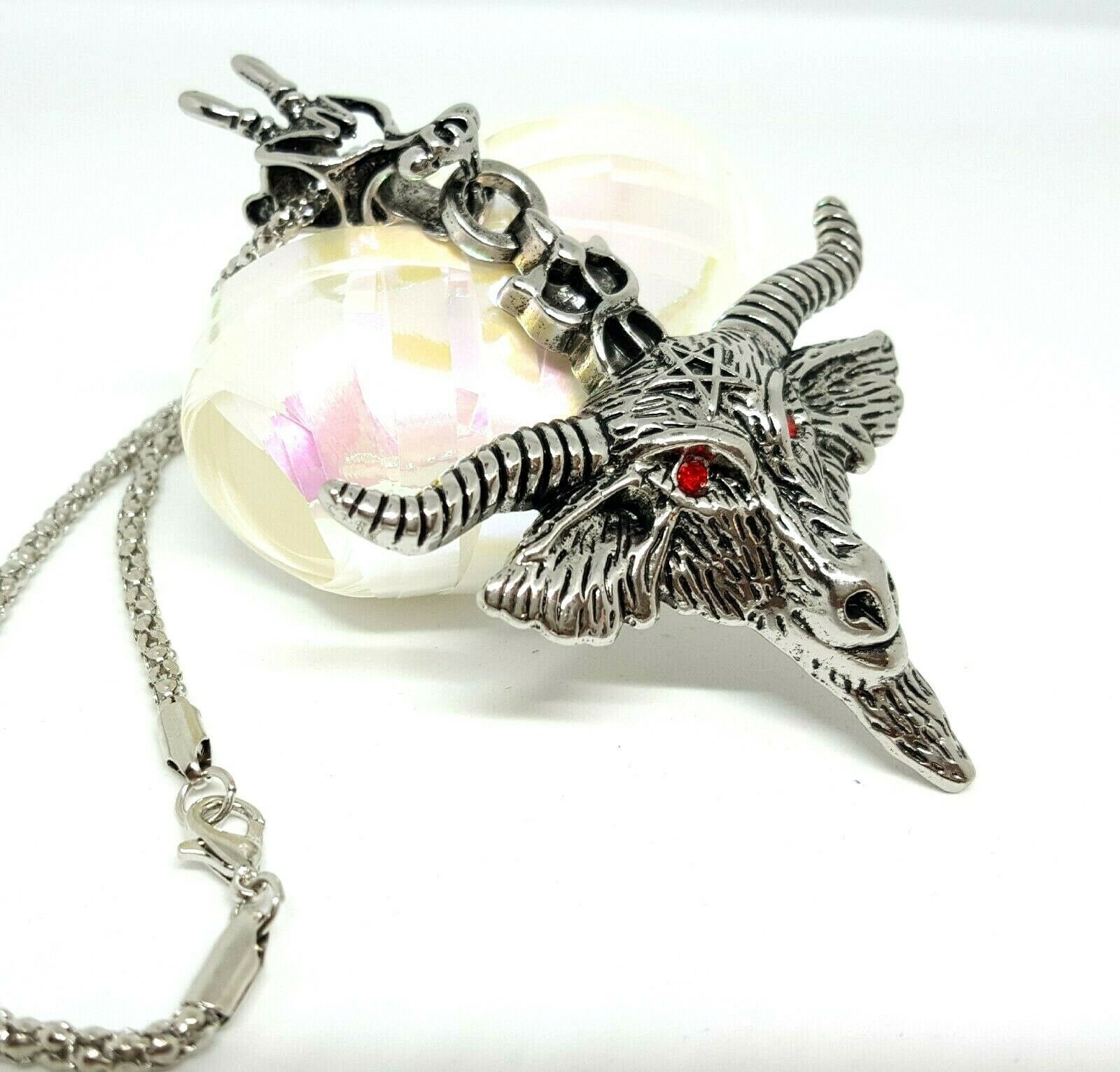 Sigil Baphomet Devil Satan Goat Head Pentacle Necklace Pendant Gothic ...