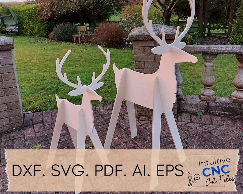 DXF Slot Together Reindeer/ Digital File Reindeers/ SVG Freestanding ...