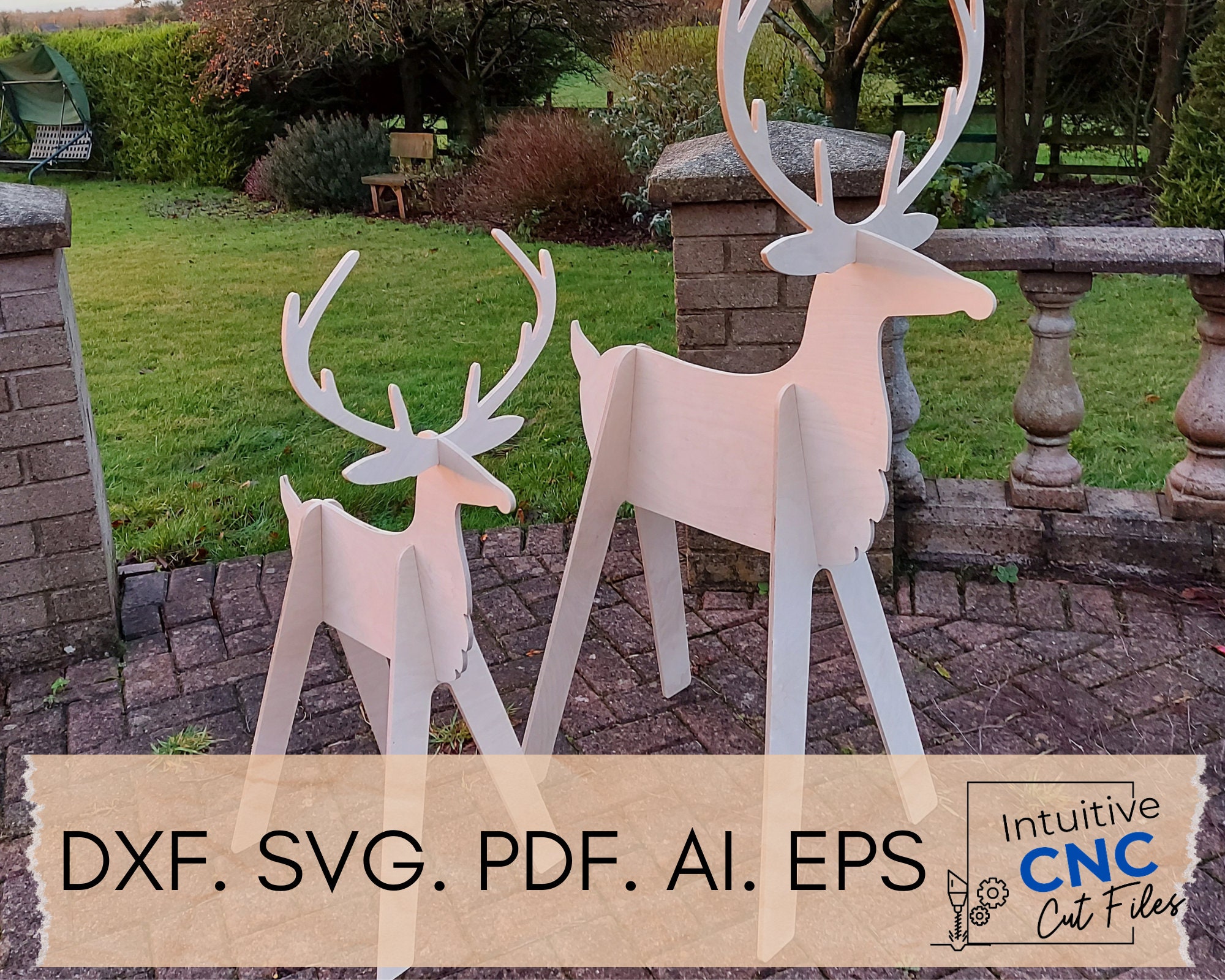 DXF Slot Together Reindeer/ Digital File Reindeers/ SVG Freestanding ...