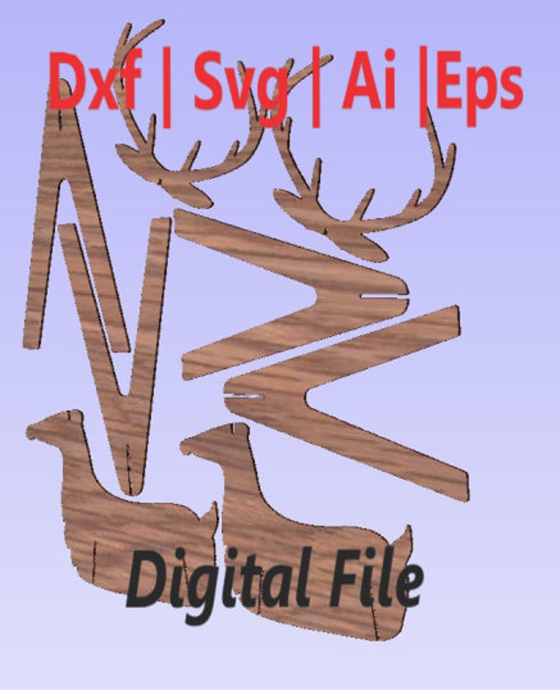 DXF Slot Together Reindeer/ Digital File Reindeers/ SVG Freestanding ...