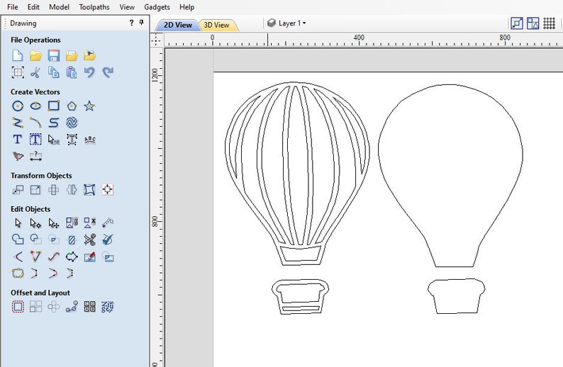 Hot Air Balloon DXF File/ Cri-cut Hot Air Balloon/ SVG Hot Air Balloon ...