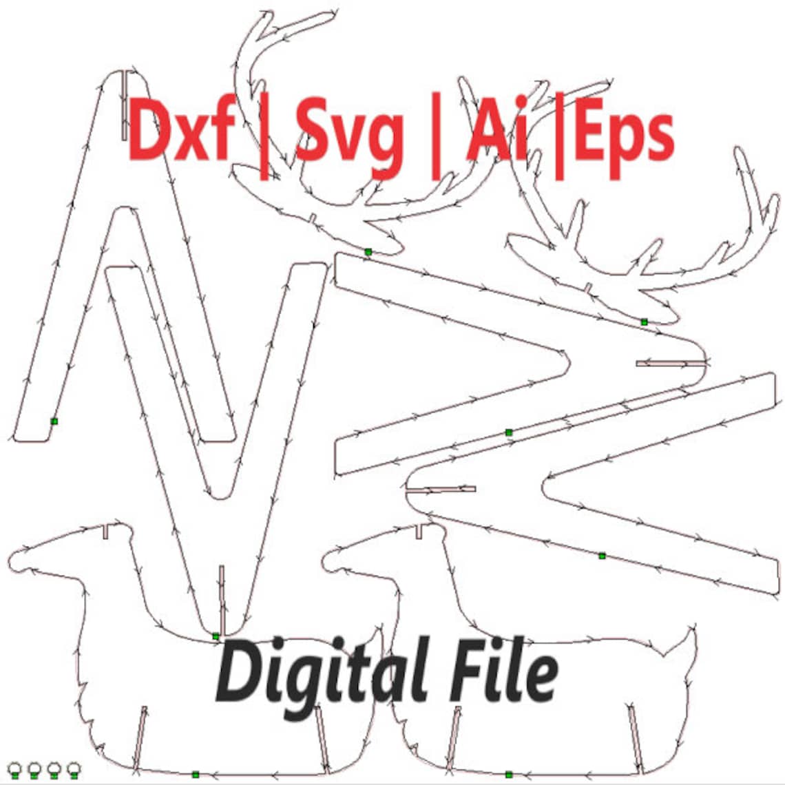 DXF Slot Together Reindeer/ Digital File Reindeers/ SVG Freestanding ...