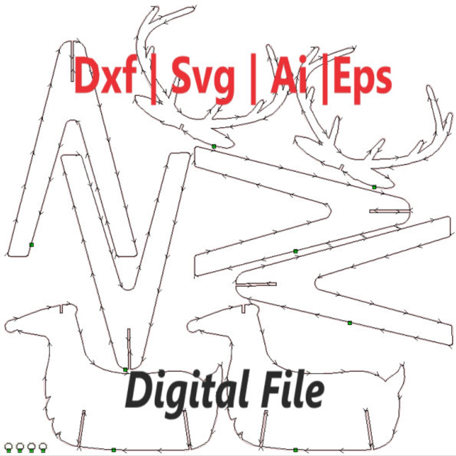 DXF Slot Together Reindeer/ Digital File Reindeers/ SVG Freestanding ...