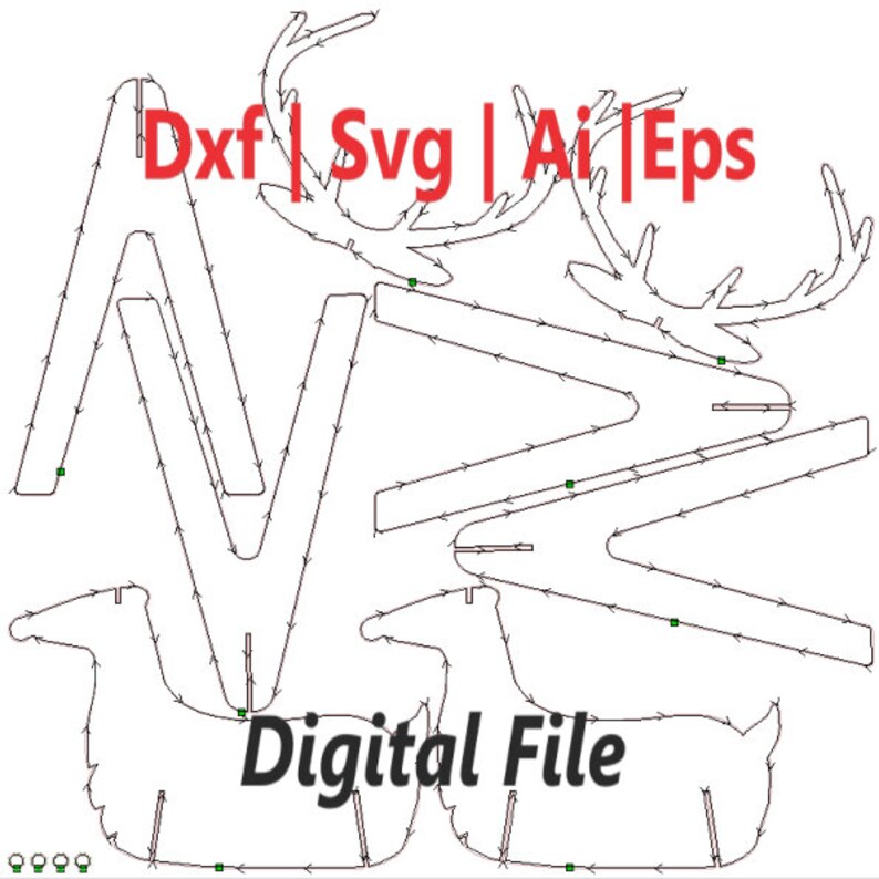 DXF Slot Together Reindeer/ Digital File Reindeers/ SVG Freestanding ...