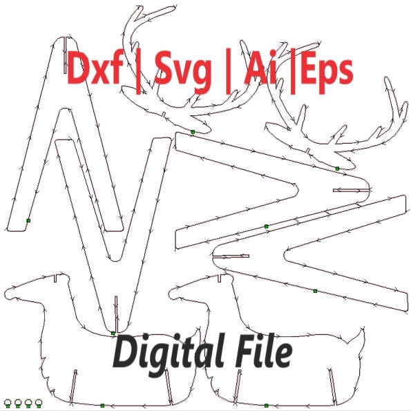 DXF Slot Together Reindeer/ Digital File Reindeers/ SVG Freestanding ...