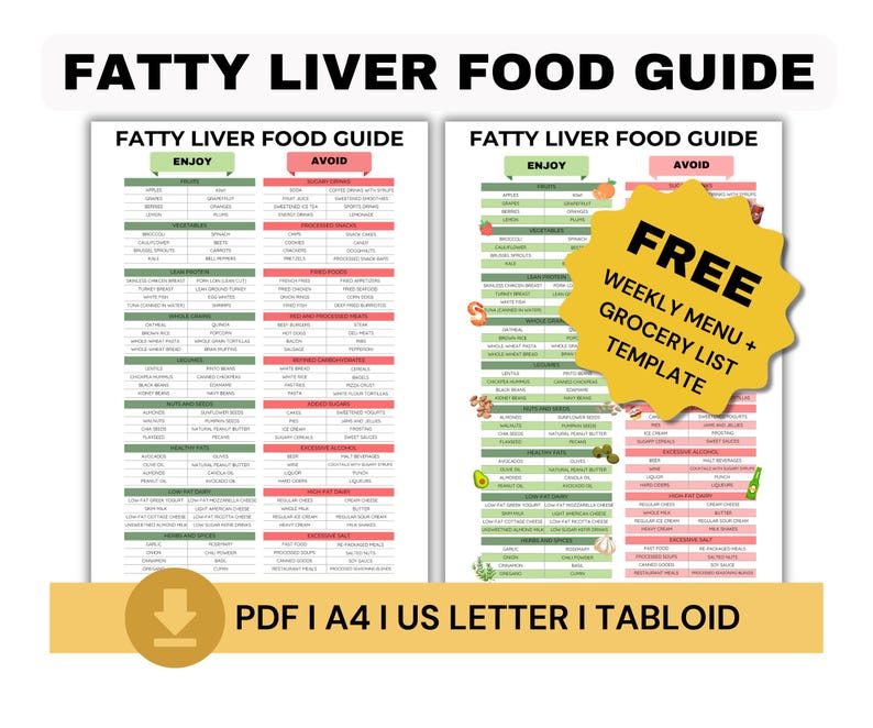 Printable Healthy Fatty Liver Diet Guide: Foods to Avoid, Low-carb Meal ...